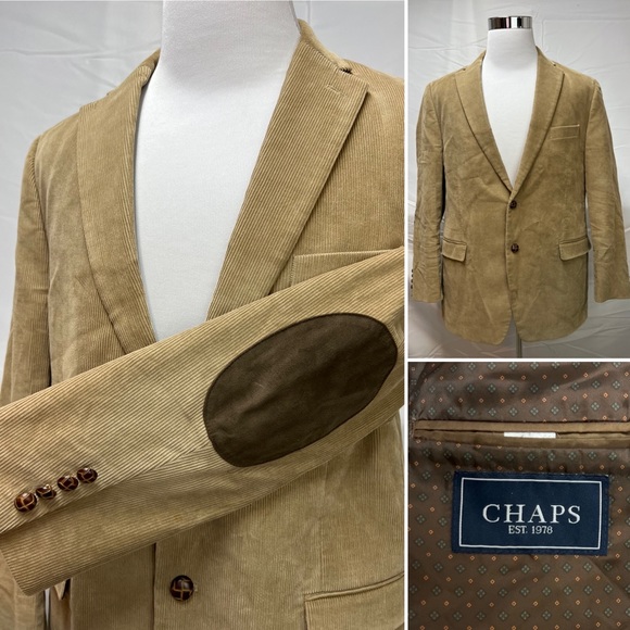 Chaps | Suits & Blazers | Mens Ralph Lauren Chaps Tan Brown Corduroy Cotton Elbow Patch 44r ...